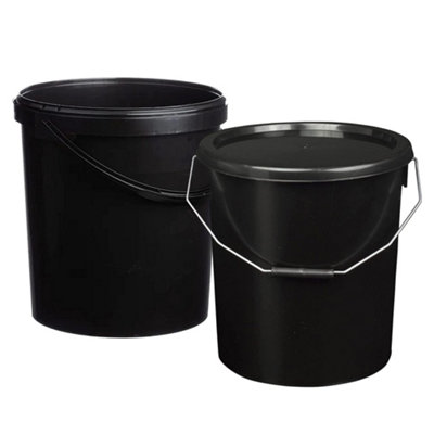 2 x Strong Heavy Duty 10L Black Multi-Purpose Plastic Storage Buckets ...