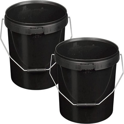 2 x Strong Heavy Duty 10L Black Multi-Purpose Plastic Storage Buckets ...