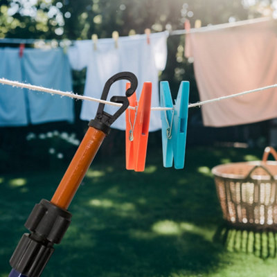 2 X Telescopic Clothes Line Prop Extending Washing Metal Pole Extendable