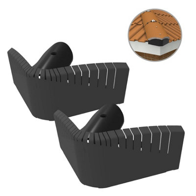 2 X UNIVERSAL BLACK HIP END TILE CLOSER UNITS, DRY ROOF FIXING TO ...