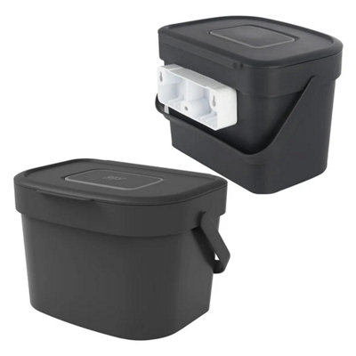 2 x Wall Mountable 6L Food Waste Kitchen Compost Caddy With Handle ...