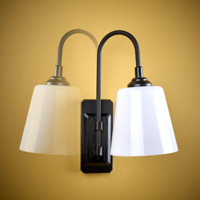 2 x Wall Mounted Lamp - Battery Powered Cordless Rotating Angle ...