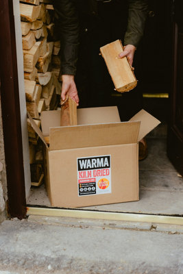 2 x Warma 23L Log Boxes Silver Birch Hardwood Kiln Dried Firewood Logs