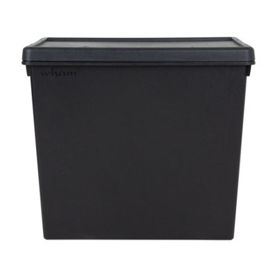 2 x Wham Bam 92L Stackable Recycled Plastic Storage Box & Lid Black