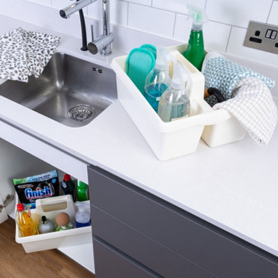 2 x Wham Casa Kitchen Plastic Large 2 Section Tidy/Caddy Organiser Soft ...