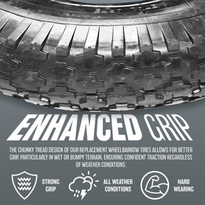 2 X Wheelbarrow Wheel Inner Tube And Barrow Tyre 3.50-8 Rubber ...