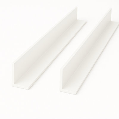 2 x White 1 Metre UPVC Plastic Rigid Angle 50 x 25mm Corner Cover Trim ...