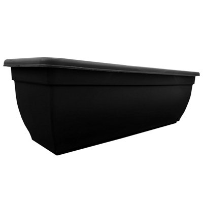 2 x Winchester Trough Black 60cm Rectangular Bell Pot Indoor Outdoor ...
