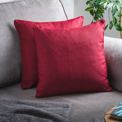 2 x Wine Cushions with Inserts - Large Square Jewel Toned Textured ...