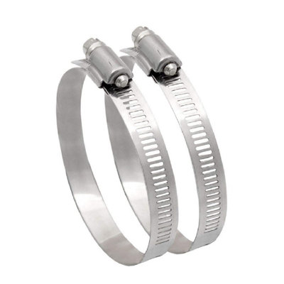 2 X WORM DRIVE HOSE CLAMP CLIPS FOR 100MM FLEXIBLE DUCTING 4 INCH ...