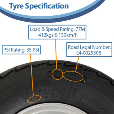 20.5x8.0-10 Trailer Tyre & Wheel Assembly 4 Inch PCD Wanda Road Legal ...