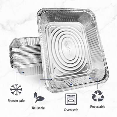 20 ALUMINIUM FOIL TRAYS 32X25X7CM - LARGE DISPOSABLE BAKING TRAYS ...