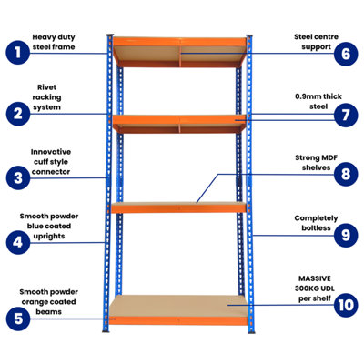 20 Bays of 4 Tier Extra Heavy Duty Storage Racking 1800h x 900w x 300d ...