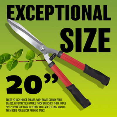 20'' Carbon Steel Blade Grip Handle Garden Shears Lightweight Hedge ...