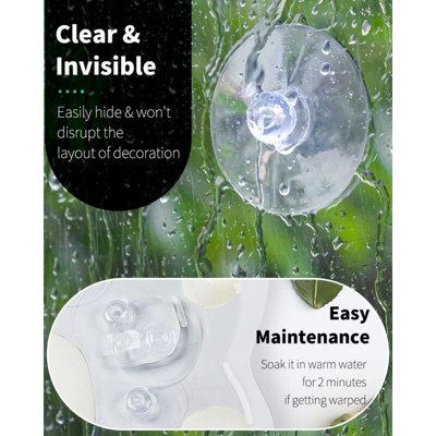20 clear plastic suction cups 5.5cm self adhesive for bathroom glass ...