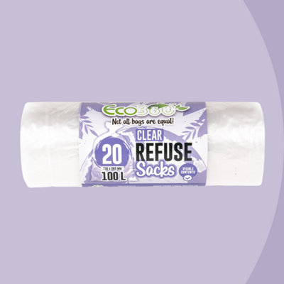 20 Clear Recycling/Refuse Sacks - Clear - 100L (232)