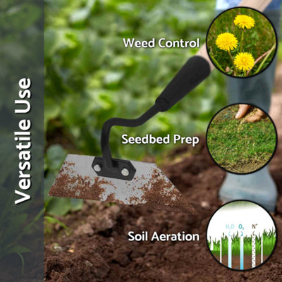 20 cm Solid Steel Swan Neck Hoe Head Garden Tool with Wooden Handle