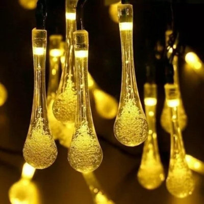20 LED Warm White Tear Drop Lights (4m) - Solar Power Lights for ...