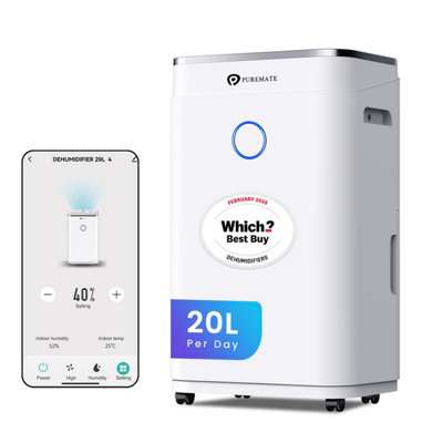 20 Litre Dehumidifier with Ioniser, Continuous Drainage Hose and Sleep ...