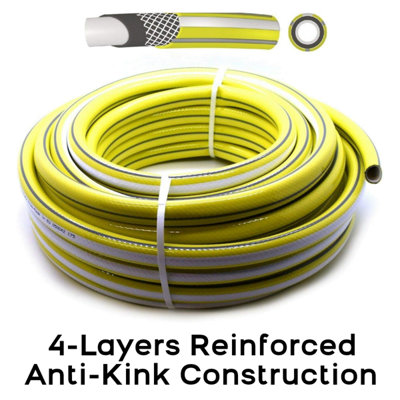 20 m / 65 ft Garden Hose Pipe - 1/2" Anti-Kink 4-Layer Reinforced Non ...