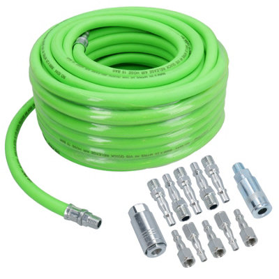 20 Metres Compressor Air Hose Airline High Vis With 12 x Quick Release ...