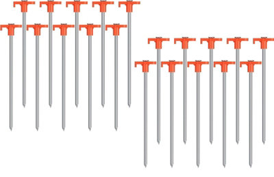 20 Pack Heavy Duty 25cm Tent Pegs for Hard Ground - Strong Metal ...