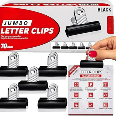 20 Pack Jumbo Letter Clips 70mm Heavy Duty Paper Clamps for Large ...
