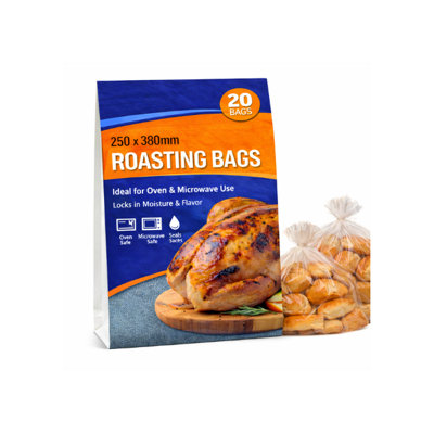 20 pack large roasting bags size 250mm x 380mm oven and microwave safe ...