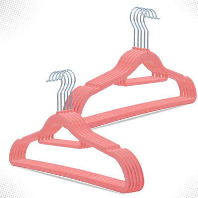 20 Pack Pink Velvet Hangers with Tie Bar Non Slip Clothes Hangers for ...
