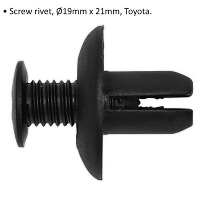 20 PACK Screw Rivet Trim Clip - 19mm x 21mm - Suitable for Toyota Vehicles