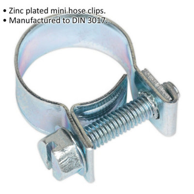 20 PACK Zinc Plated Mini Hose Clip - 14 to 16mm Diameter - Hose Pipe ...
