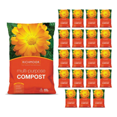20 Packs x 40L Richmoor Multi Purpose Compost Garden Plants Potting Soil