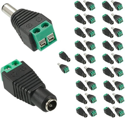 20 Pairs 2.1 x 5.5mm Male Female 12V DC Power Jack Connector Adapter ...