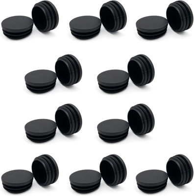 20 Pcs 40mm Black Plastic Tubing End covers for Chair, Table, Sofa
