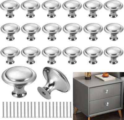 20 Pcs Cabinet Door Knobs Hardware Sturdy Knobs Brushed Nickel Round ...