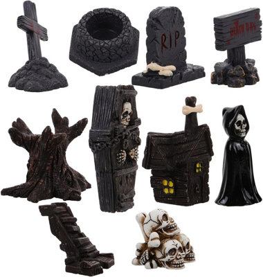 20 Pcs Halloween Baubles Miniature Skull Heads Mini Gravestone Statue ...