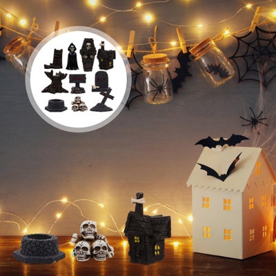 20 Pcs Halloween Baubles Miniature Skull Heads Mini Gravestone Statue ...