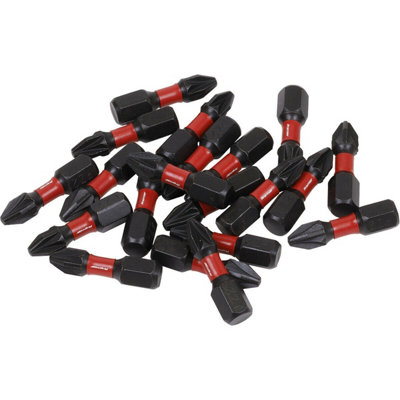 20 Piece 25mm Pozi Head Number 2 Impact Power Tool Bit Set - S2 Steel ...