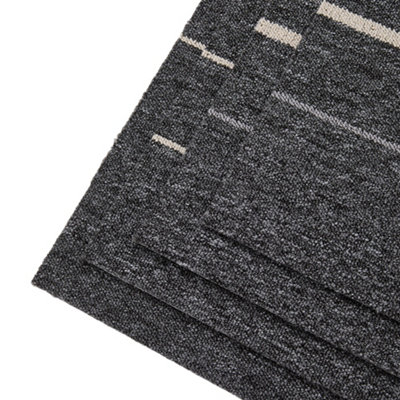 20 Piece Dark Grey Square Carpet Tiles, 50cm x 50cm, Scratch Resistant ...