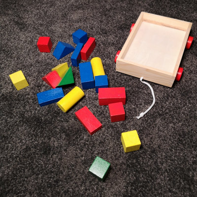 20 pieces Colourful Wooden Building Blocks with Cart Early ...