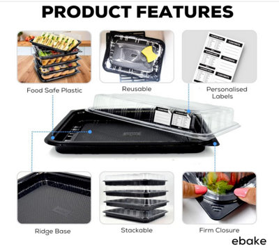 20 Reusable Sandwich Trays with Lids - Durable Buffet Serving Platters ...