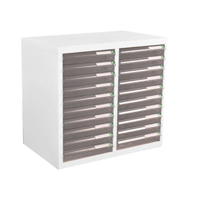 20 Slim Drawer Filing Cabinet with Clear Drawers