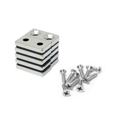 20 x 10 x 3mm thick Neodymium Countersunk Magnets & Screws - North ...