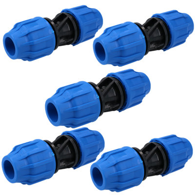 20 x 20mm MDPE Straight Pipe Compression Fitting Coupling Connector 5 ...