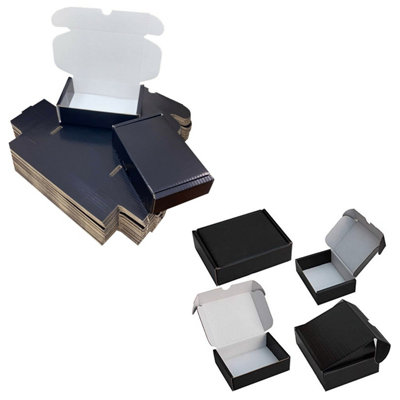 20 x Black 10 x 6 x 3" Shiny Gloss Finished Postal Mailing Die Cut ...