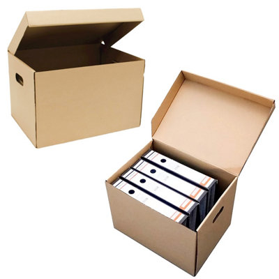 20 x Brown 15x12x9" Archive Boxes With Hinged Lids Perfect For Storing ...