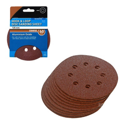 20 x Hook and Loop 125mm Sanding Disc Sheets 60 Grit Palm Sander ...