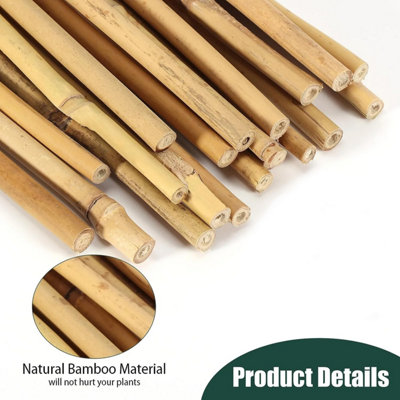 20 x Natural Bamboo Plant Support Sticks 90cm / 3FT Plant Stakes Split ...