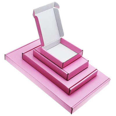 20 x Pink (10cm x 10cm x 2cm) Mini PIP Boxes Large Letter Postal ...