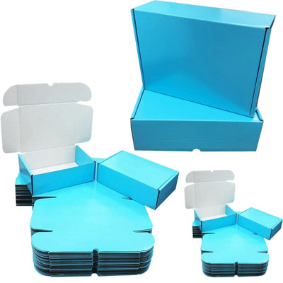 20 x Shiny Light Blue (10" x 7" x 3") Coloured Cardboard Postal ...